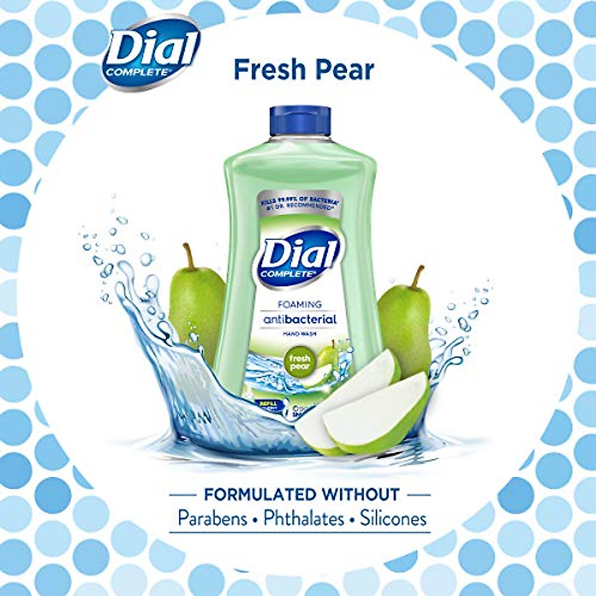 Dial Complete Antibacterial Foaming Hand Wash Refill, Fresh Pear, 32 fl oz (Pack of 3)