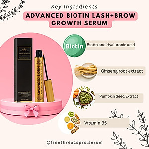 Eyelash Growth Serum Physician Developed, Advanced Biotin for Fuller, Longer, Thicker & Healthier Natural Lashes; Lash Extensions Safe, Oil-free, Irritation free, 5ml Plant-Based