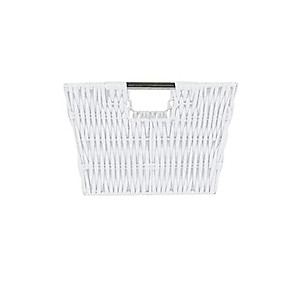 Simplify 3 Pack Set Woven Baskets with Handles, for Storage, Blankets, Toys, Books, Ideal for Home, Office, Dorm, Playroom, Closet, in White 3 Piece Rattan Tote
