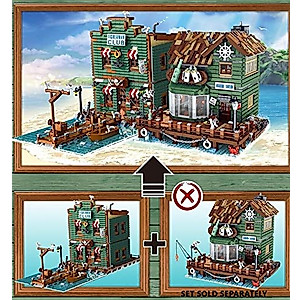 General Jim's Realistic Detailed Harbortown Fishing Club Shop Classical Architectural Styled City Modular Building Blocks Toy Bricks Building Model Set for Adults and Teens