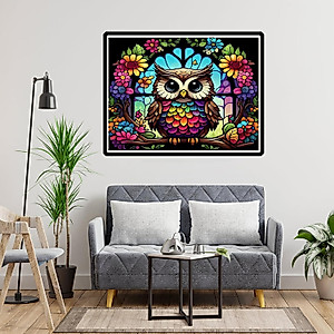 EIBEILI Diamond Painting Kits for Adults Stained Glass Owl DIY 5D Diamond Art Kits for Beginners Full Drill Diamond Dots Crystal Craft Kits for Home Wall Art Bedroom Decor Gifts 15.7x11.8 inch
