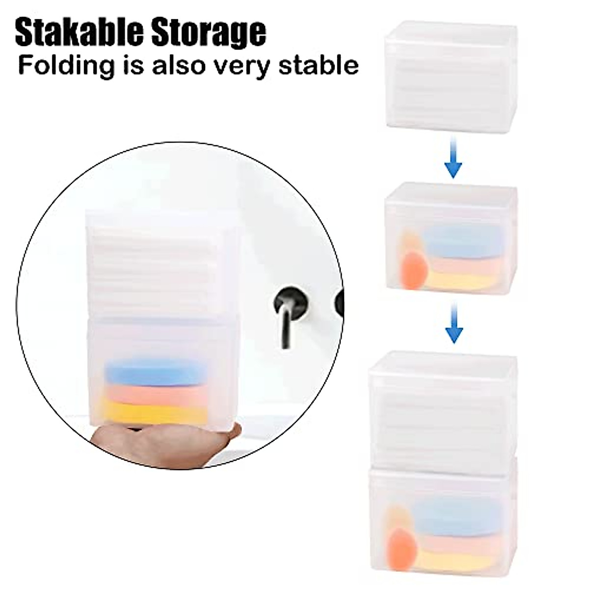 Cotton Swab Holder 2-Pcs Bathroom Canisters, Clear Plastic Storage Box With Hinged Lids, Makeup Organizer-Suitable for Q-Tips, Cotton Balls, Cotton Pads, Lipsticks, Cosmetics (2 Middle Boxs)