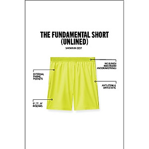 Fabletics Men's The Fundamental Short, Workout, Running, Training, Gym, Yoga, Ultra Lightweight, Athletic, XL, Zest