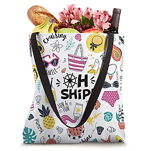 Oh Ship! Cruise Doodle art, Beach Matching Cruise Tote Bag