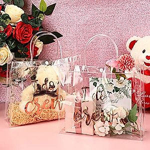 Sabary 12 Bridesmaid Gift bags I Do Crew Bachelorette Bags Plastic Clear Gift Bags with Handles for Wedding Party Favor Team Bride Shower Gift Bag (Crew, 11.8 x 9.8 x 3.9 Inch)