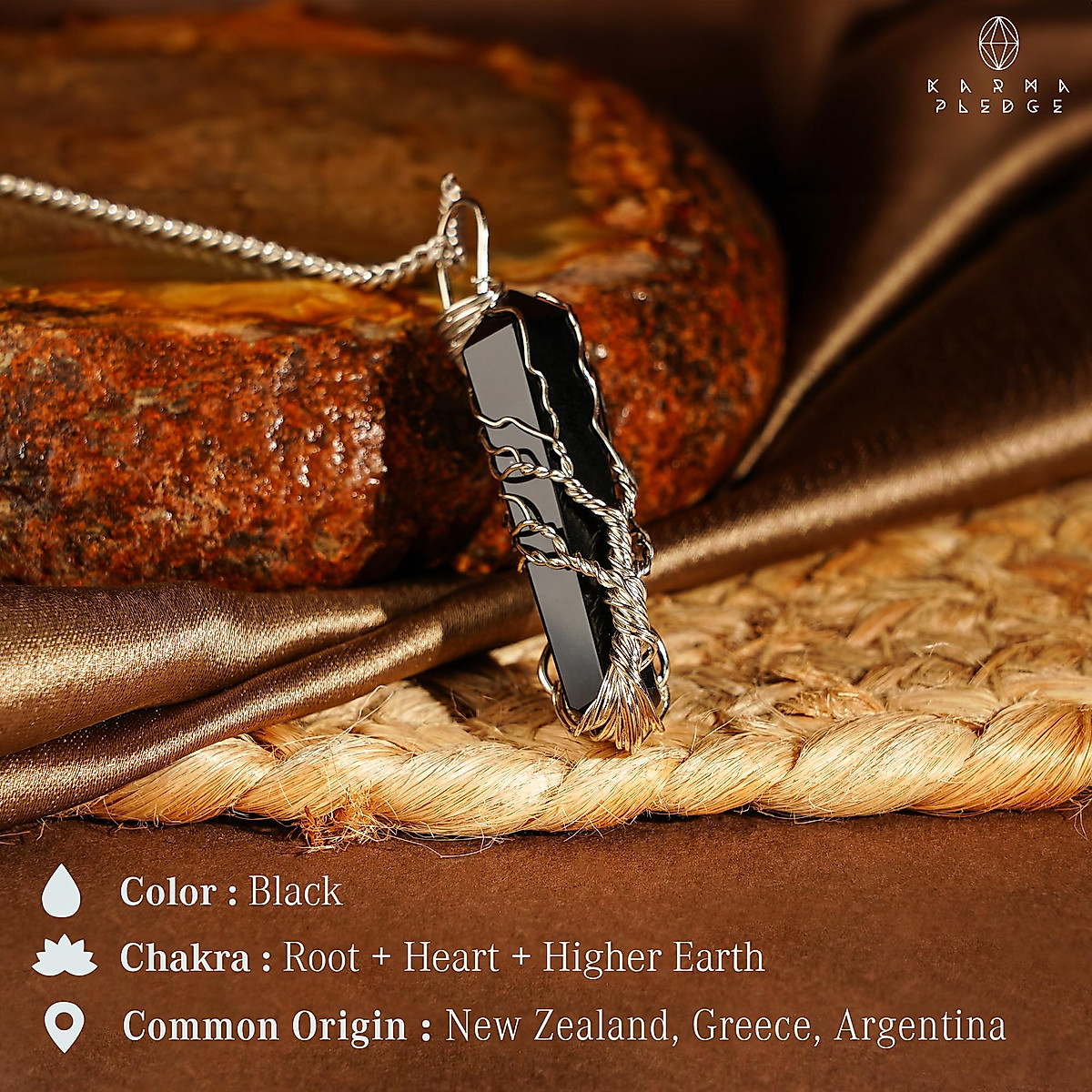 KARMAPLEDGE Handcrafted Crystal Pendant & Necklace; Spiritual Healing Crystal Necklace Pendant; Crystal Jewellery Protection Necklace (Rose Quartz, Amethyst, & Green Aventurine Double Point)