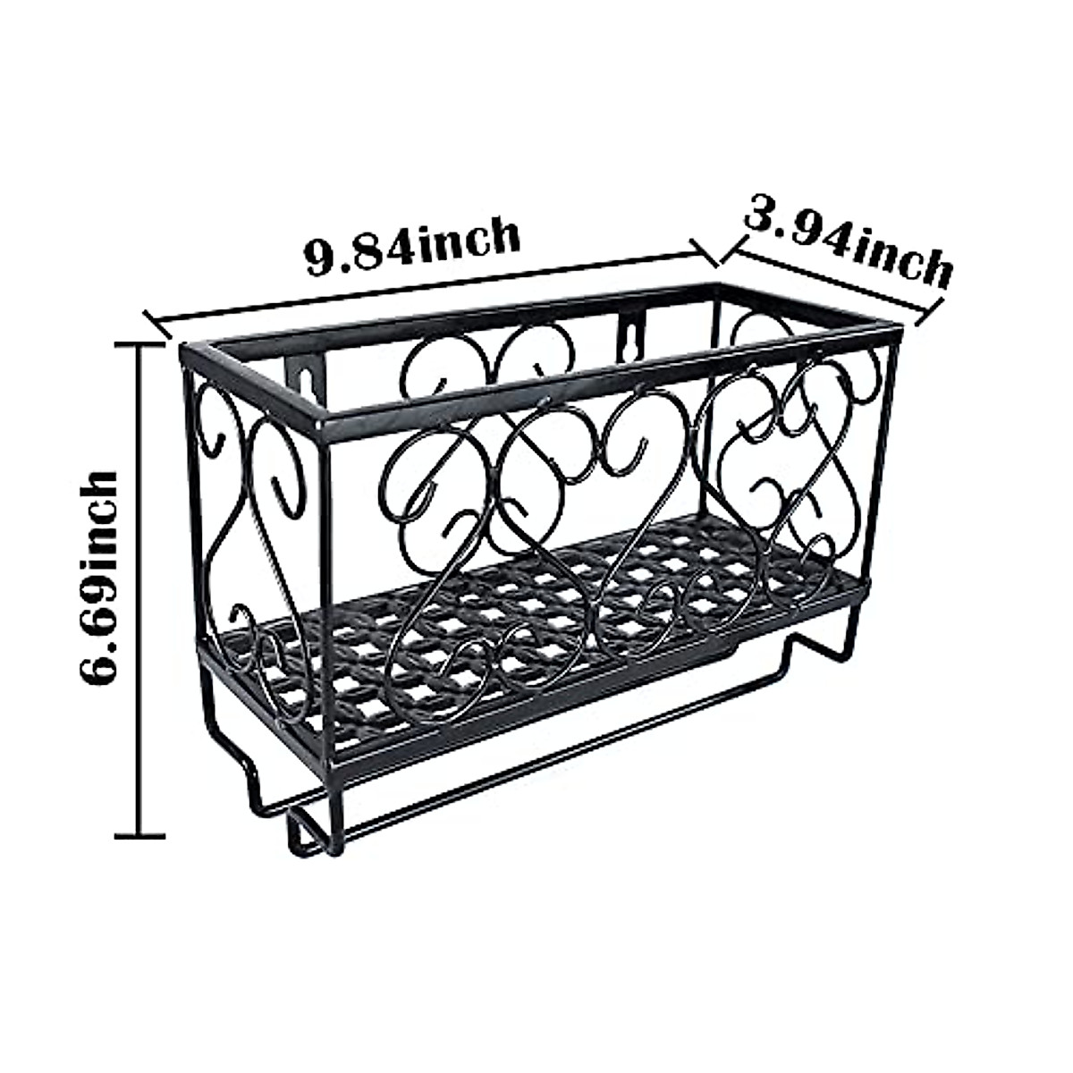 Wine Rack Wall Mounted Iron shelff and Hanging Wine Rack Inverted Wine Cup Rack, Restaurant and Living Room Decorated (9.84inch)