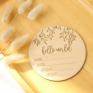 LifeTree Newborn Swaddle Set with Matching Hat and Headband Bow, Wooden Birth Announcement Card, Muslin Baby Swaddle Blankets for Boys & Girls, Eucalyptus Pattern