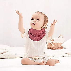 VOMARHUG Muslin Baby Bibs for Girls,100% Cotton Muslin Drool Bandana Bibs,Soft Absorbent Bibs for Teething and Drooling,Adjustable Snap,8 Pack,Solid Color