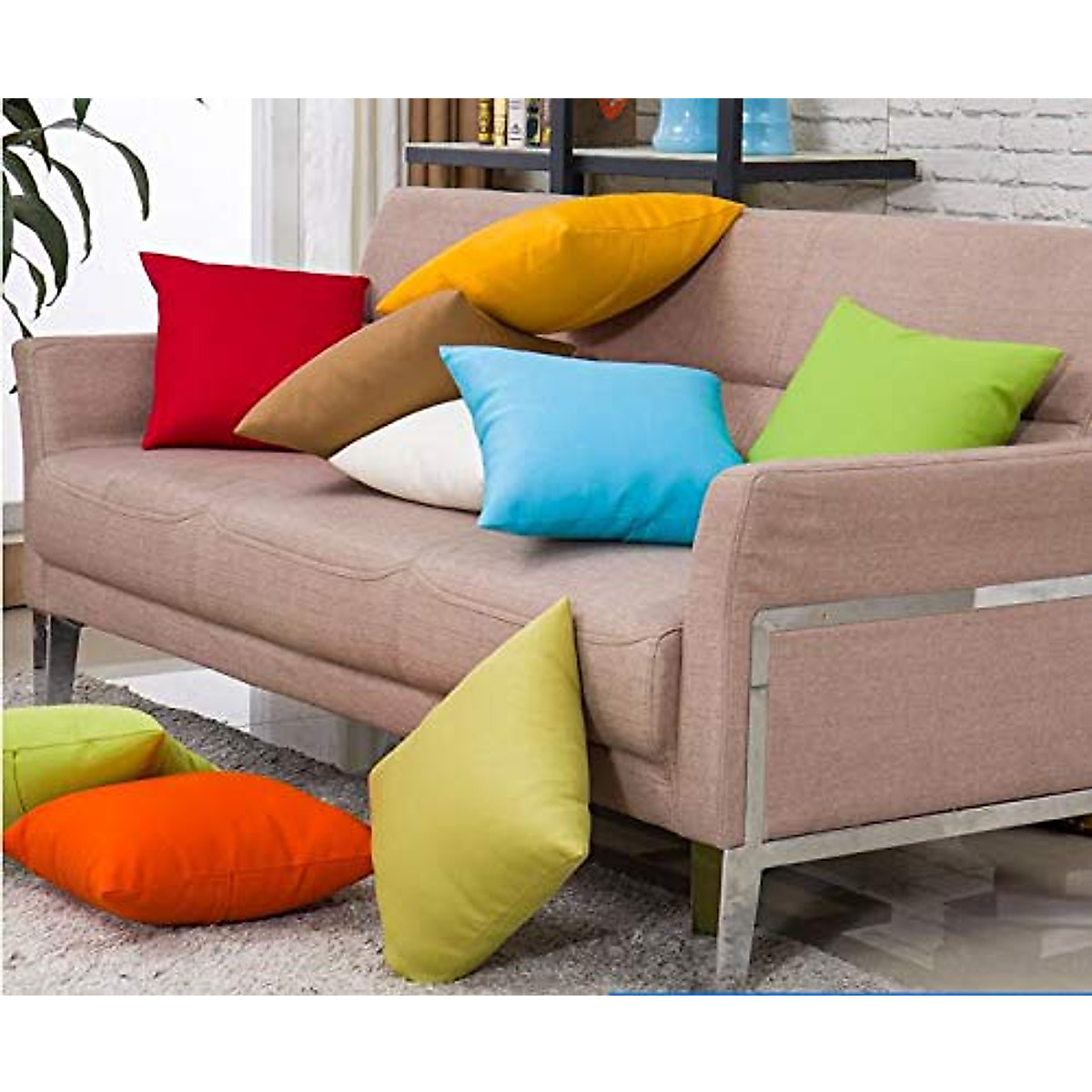 Augld 2Pack Outdoor/Indoor Throw Pillow Cover, Waterproof Solid Pillow Case Navy 18"x18"