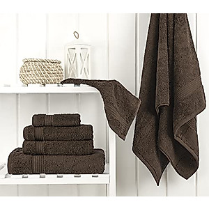 Cotton Paradise 6 Piece Towel Set, 100% Turkish Cotton Soft Absorbent Towels for Bathroom, 2 Bath Towels 2 Hand Towels 2 Washcloths, Brown Towel Set