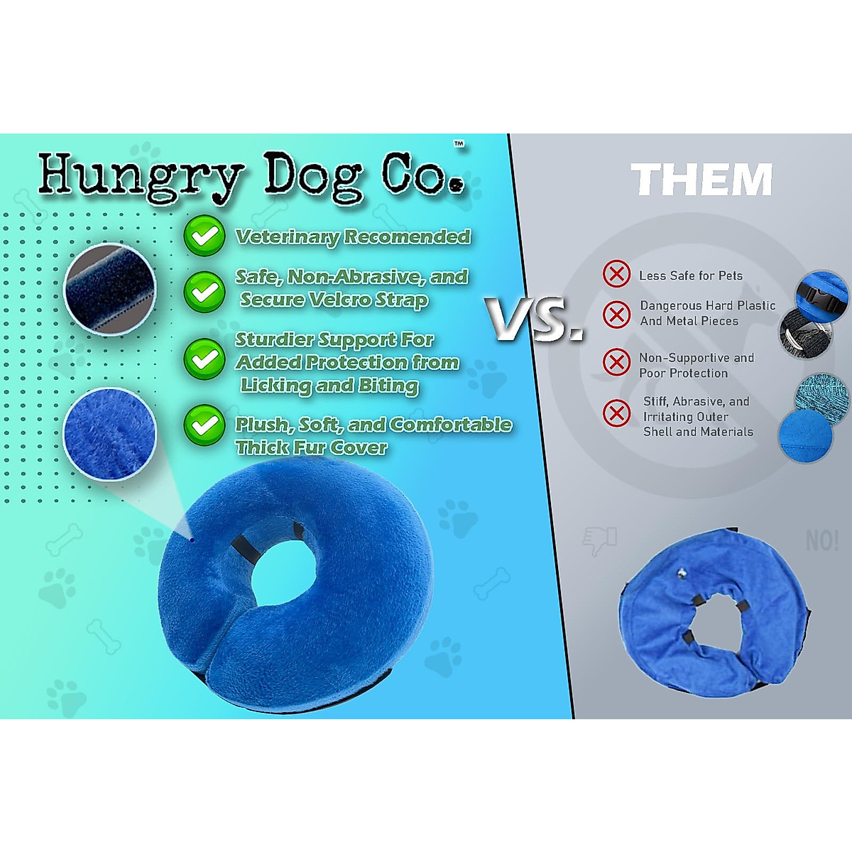 Hungry Dog Co.- Premium Inflatable Dog Collar for Dogs and Cats - Helps in Pet Recovery - Comfortable and Safe for Your Pet - Soft E-Collar – Grey, Medium (8”- 12” Neck)