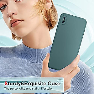 LeYi for iPhone Xs Max Case: iPhone Case Xs Max with [2 Pack] Tempered Glass Screen Protectors, Soft Silicone Ultra Slim Shockproof Case with Anti-Scratch Microfiber Lining for iPhone Xs Max, Green