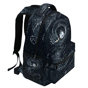 Oarencol Magic Dark Dragon Galaxy Space Black Backpack Bookbag Daypack Travel School Bag