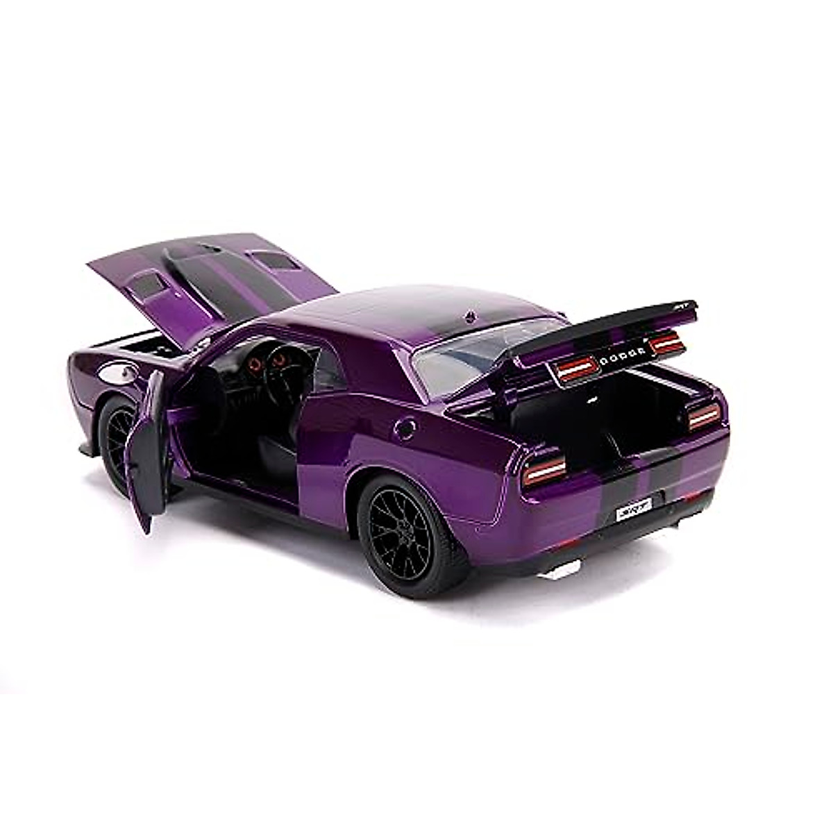 2015 Challenger SRT Hellcat Purple with Black Stripes Big Time Muscle 1/24 Diecast Model Car by Jada 31063