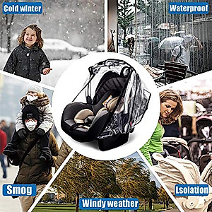 Car Seat Rain Cover,Food Grade EVA,Universal Car Seat Rain,Waterproof, Windproof Protection,Protect from Dust Snow,Rain Cover Features Quick-Access Zipper Door and Side Ventilation