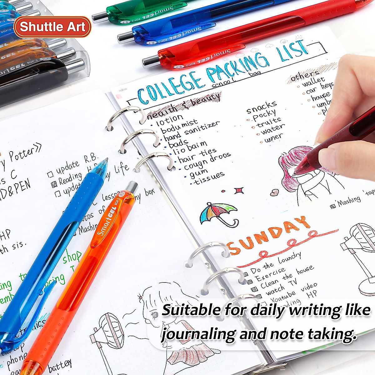 Colored Gel Pens, Shuttle Art 20 Colors Retractable Gel Ink Pens with Grip, Medium Point (0.7mm) Smooth Writing for Adults and Kids Writing Journaling Taking Notes Drawing at School Office Home