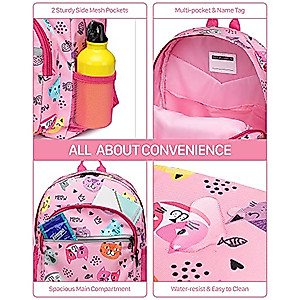 Bagseri Toddler Backpack for Girls, Lightweight Kids Backpack Daycare Bag Preschool Backpack for Girls, 12 Inch (Cat Pink)