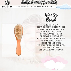 POLARIS LV - New Born Gift for Baby Shower, Baby Registry: Security Blanket, Newborn Essential Sleeping Bag and Muslim Blanket,Newborn Hat and Gloves, Hair Brush, Neutral Gender (Boys and Girls)