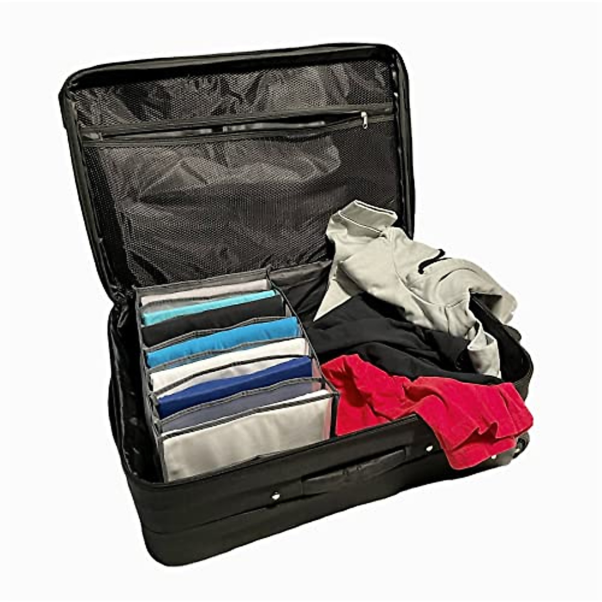 2PCS Wardrobe Clothes Closet Organizer Storage Baskets 7 Grid Foldable Drawer Mesh Separation Box For T-shirt, Legging, Skirts, Jeans, Kid Clothes