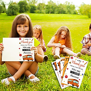 Jetec 100 Set Bus Driver Thank You Cards School Bus Driver Appreciation Gifts Bulk Bus Driver Greeting Cards with Envelopes and Stickers for School Bus Driver Appreciation Day