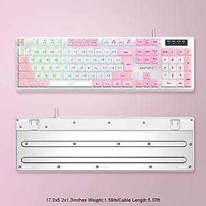 NPET K10 Wired Gaming Keyboard, RGB Backlit, Spill-Resistant Design, Multimedia Keys, Quiet Silent USB Membrane Keyboard for Desktop, Computer, PC（Camellia）