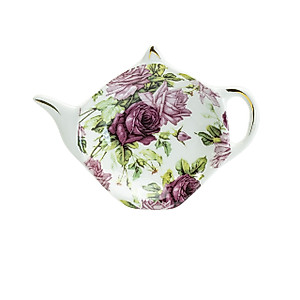 Gracie China Tea Bag Caddy Holder, Set of 4 (Rose Chintz)