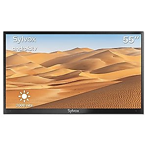 SYLVOX Outdoor TV, 55 inch Smart Outside TV 2000nits for Full Sun, Waterproof Outdoor Television,Built-in APP Store Voice Assistant and Chromecast(Pool Pro Series,2023)