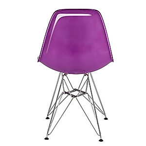 LeisureMod Carey Modern Eiffel Base Molded Side Chair Set of 2 (White Purple)