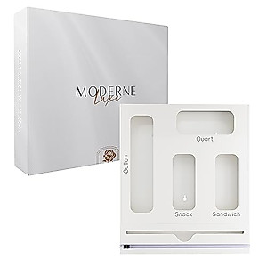 Acrylic bag organizer w/ 4 Non-Slip Pads - Glossy Acrylic Storage Bag Organizer - Thick Bag Holder compatible w/ Gallon, Sandwich, Snack & Quart Bags - Acrylic Baggie Organizer for Kitchen Drawer