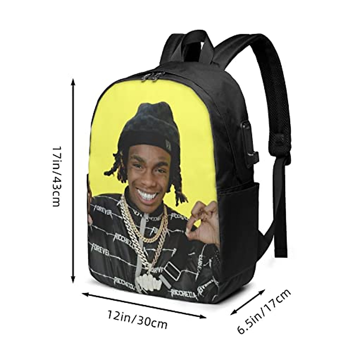 DaniBrant YNW Melly 17 in Backpack USB Charger Bookbag Laptop Bag Bookbag Unisex Student Adult Classic Fashion Backpack