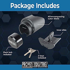 Proven Industries Model 2178 Trailer Lock, Fits 2-Inch Trailer Couplers, Secures Safety Chains, Made in The USA, (Black)