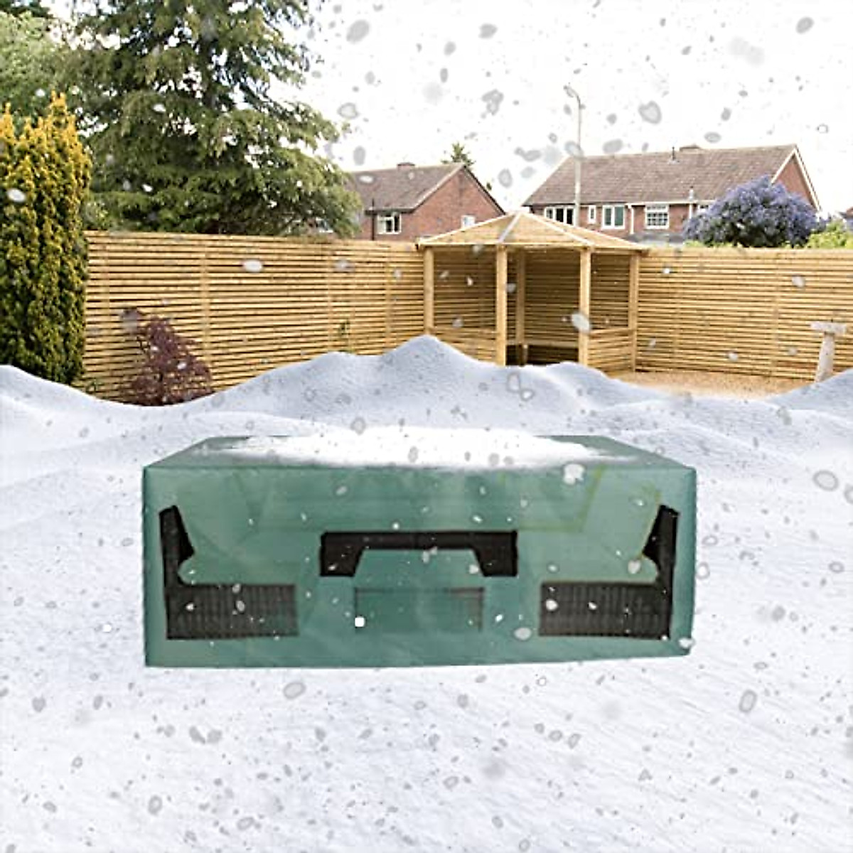 SCNSYL Garden Furniture Covers 24x24x24in, Waterproof, Windproof, Heavy Duty Rip Proof 420D Oxford Fabric Large Patio Set Cover, Outdoor Table Cover, Rectangular - Green.