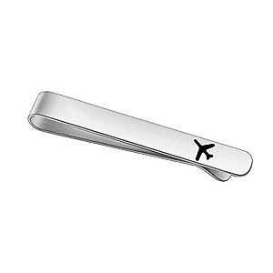 LQRI Airplane Tie Clip Airplane Jewelry Pilot Gift Fly Safe Tie Clip Aviation Gifts Pilot Tie Bar Gifts Traveling Long Distance Relationship Gift for Men (Airplane Tie Clip)