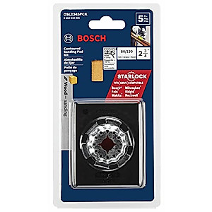 BOSCH OSL234SPCK 5-Piece Set 2-3/4 In. Starlock Oscillating Multi Tool Wood 80 & 120 Grit Hook-and-Loop Contoured Sanding Pad Assorted Kit for Multipurpose Sanding Applications in Plywood, Hardwoods