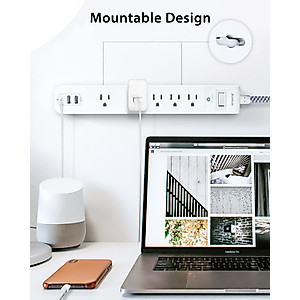 2 Pack Power Strip Surge Protector and Extension Cord with 3 USB Ports 3 Widely Spaced Outlets