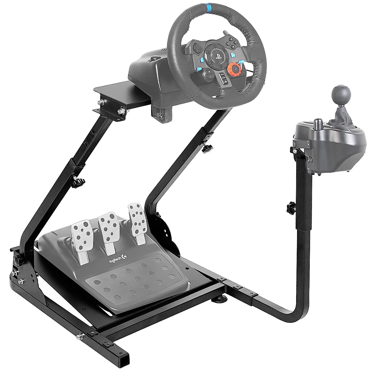 Anman G25 Racing Simulator Cockpit with Shifter Mount Fit for Logitech G27 G29,Throustmaster t150 t150 pro Race Car Seat hori steering wheel Height and Angle Adjustable Gaming Wheel Stand Shifter Peda