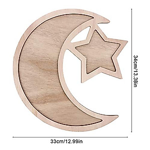 OBANGONG 2 Pcs Ramadan Wooden Tray Eid Plates for Home,Eid Mubarak Food Tableware Tray Ramadan Decorations for Table Wooden Tray Dessert Display for Ramadan Table Decoration