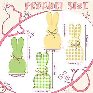 6 Pcs Easter/Spring Bunny Table Wooden Signs Bunny/Flower Shaped Easter Decor Wood Bunny Easter Office Decorations Farmhouse Wooden Decor Rabbit/Flower Shape Spring Decor with Rope (Stand Style)