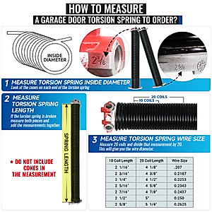 YoToolGDS Pair of 2 5/8" Garage Door Torsion Springs Set with Non-Slip Winding Bars&Gloves, Precision Electrophoresis Oil-Free Black Coated for Replacement, MIN 16,000 Cycles (0.283 x 2-5/8" x 39.5'')