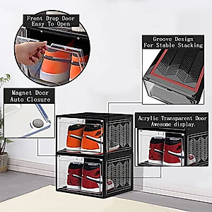 Shoe Boxes Shoe Containers Shoe Organizer for Closet, Shoe Storage Boxes Clear Shoe Boxes Stackable Large Shoe Storage Boxes with Hard Plastic Shoe Boxes Stackable, Clear Shoe Box As your boot & Shoe Boxes Drop Front Shoe Box 2 Pack (WAB2)