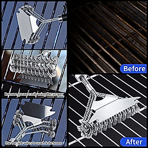 Grill Brush for Outdoor Grill, 2023 for Family Men & Father. 3 in 1 Grill Cleaner Brushes with Scraper Bristle Free, Grill Accessories 18" Stainless Steel Wire BBQ Brush.