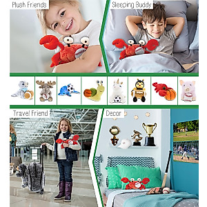 DolliBu Red Crab Stuffed Animal with Baseball Plush - Soft Huggable Red Crab, Adorable Playtime Plush Toy, Super Soft Plush Doll Animal Toy for Kids and Adults - 12 Inches