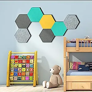 Soyizom Felt Pin Board Self Adhesive Board for Photos | Memos | Display | Notice,Thickened Bexagonal Bulletin Board Decorative Pin Board Pads for Offices School Home Wall Decor(7 Pcs/Set,Style A）