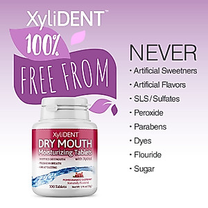 Nature's Stance XyliDENT Xylitol Tablets for Dry Mouth Relief - Stimulates Saliva, Freshens Breath, Reduces Acid Production, Fast Acting Extended Relief, 100 Count