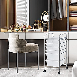 SILKYDRY 6-Drawer Rolling Storage Cart, Multipurpose Utility Drawers Cart with Wheels, Removable Drawers for Craft Scrapbook Tool Paper, Art Organizers and Storage for Home Office School (Clear)