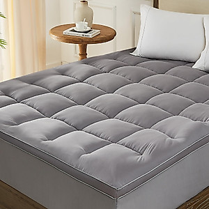 Homemate Mattress Pad Topper - Cooling Mattress Pad Cover Plush Bed Topper Quilted Fitted Pillow Top Cover for Back - Mattress Pad Down Alternative Ultra Soft Mattress Protector for Hot Sleepers