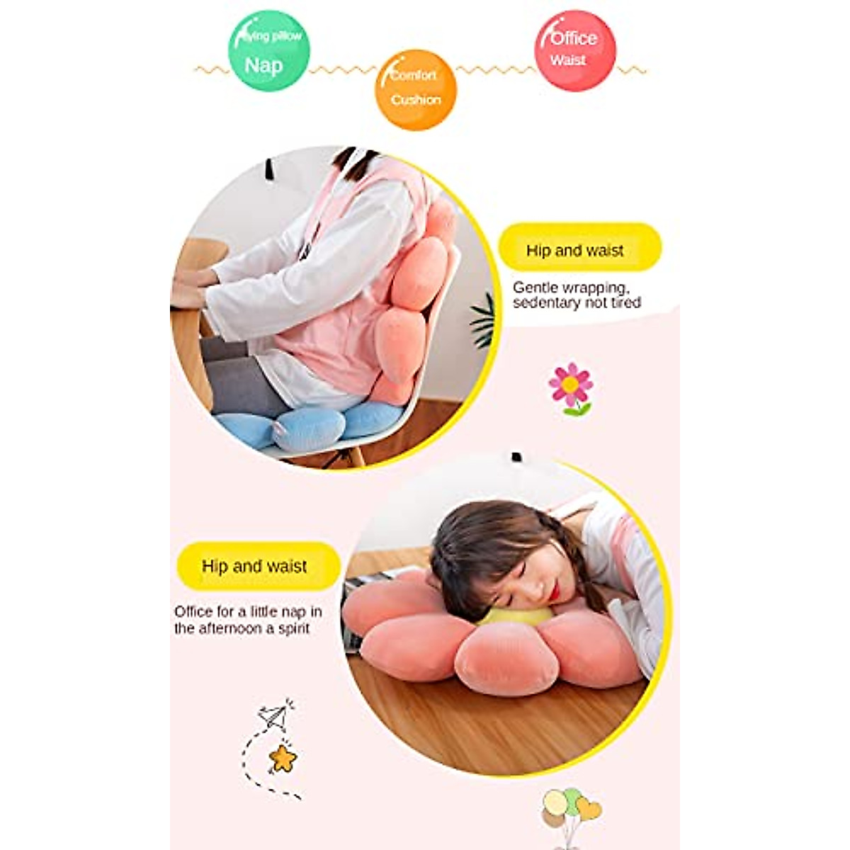 Daisy Petal-Shaped Throw Pillow, Cushion. Suitable for Office, Driving, Sofa, Tatami. Soft and Comfortable, it can be Used as Decoration or as a Gift. (38cm(14.9inch), Green)