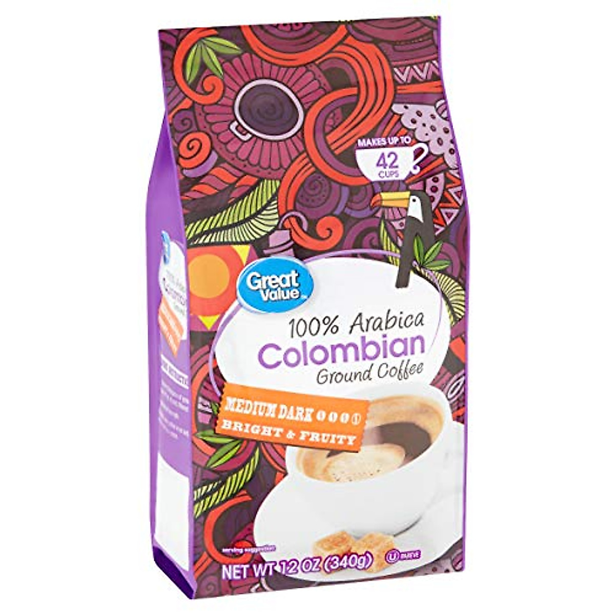 Great Value 100% Arabica Colombian Medium Dark Ground Coffee - 12 oz.