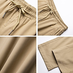 WZIKAI Mens Cargo Pants Relaxed Fit Drawstring Joggers Sweatpants for Men Workout Casual Long Trousers Khaki XXXL